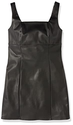 The Drop Women's Hank Vegan Leather Square Neck Mini Dress, Black, XL
