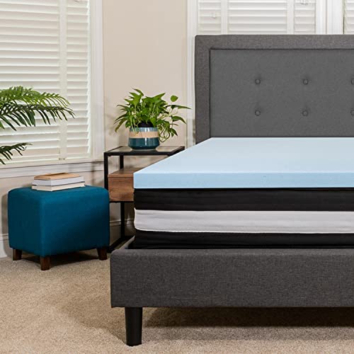Flash Furniture Capri Comfortable Sleep Queen 10 Inch CertiPUR-US Certified Foam Pocket Spring Mattress & 2 inch Gel Memory Foam Topper Bundle