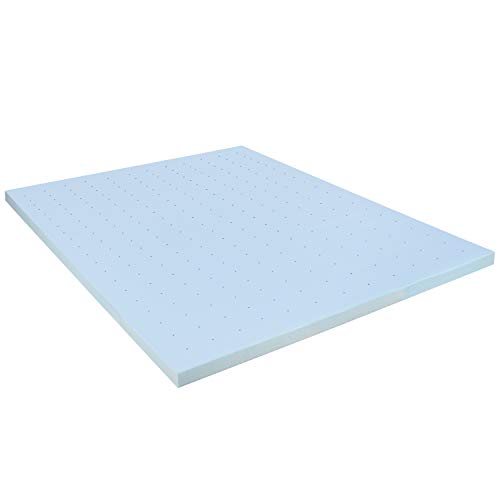 Flash Furniture Capri Comfortable Sleep 3 inch Cool Gel Memory Foam Mattress Topper - Queen, Blue