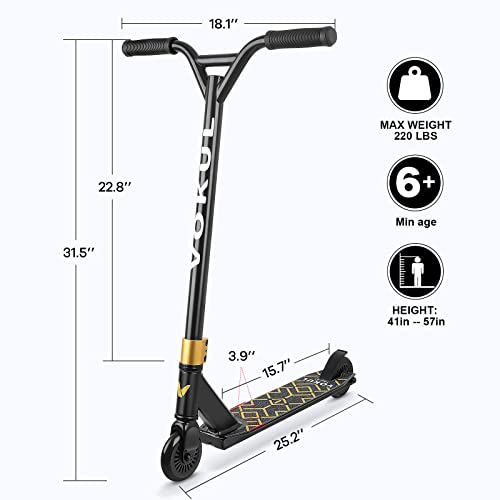 VOKUL S2 Pro Scooters for Kids Age 6-12 | Colorful Stunt Scooter for Beginners Teens | Trick Scooter for BMX Freestyle Tricks (Gold)