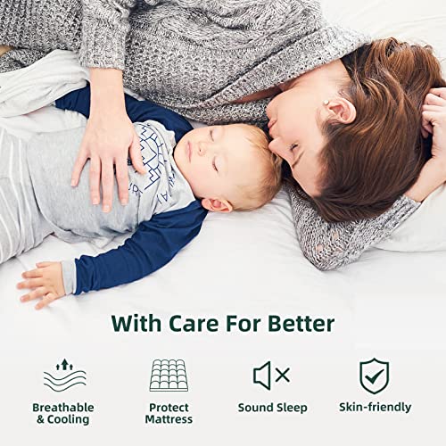 HARNY Bamboo Mattress Topper Queen Size, Cooling Breathable Extra Thick Mattress Pad Cover for Back Pain Relief Down Alternative Overfilled Plush Pillow Top with 8-21 Inch Deep Pocket