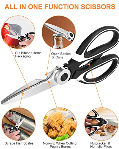 [2-pack] Kitchen Scissors Heavy Duty, Jocule Kitchen Shears Heavy Duty Scissors Kitchen, Upgrade Poultry Shears, Kitchen Shears Dishwasher Safe, Meat, Food Scissors, kitchen sissors for general use