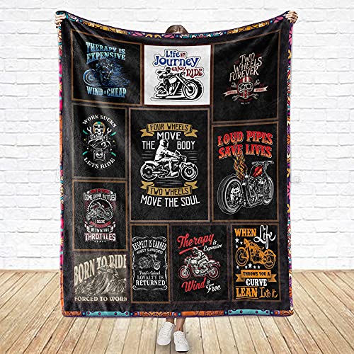 Launchigo Personalized Motorcycle Blanket, Biker Blankets, Rider Blanket. Premium Quality Outdoor Blanket. Fleece Throw Biker Blanket for Birthday & Christmas. (Biker Blanket 01, 60" X 80")
