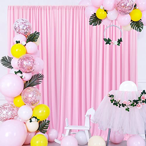 Pink Backdrop Curtain 2 Panels for Wedding Birthday Party Decoration Photography Props Baby Shower Engagement Graduation Prom Dessert Table Photo Booth Drapes 5 ft * 7 ft