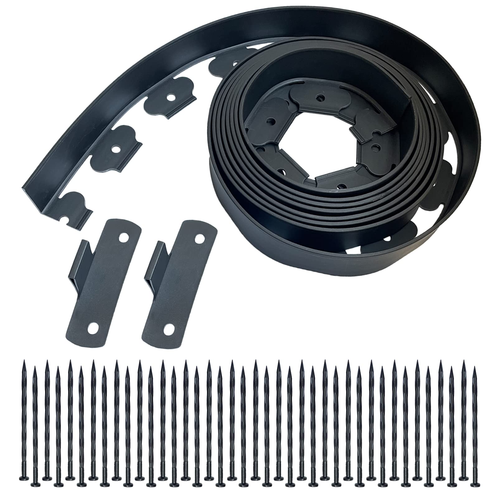 Landscape Edging Border Heavy-Duty Edging for Landscaping 33 Foot Lawn Edging, Paver Edging with Anchoring Spikes (Black 32.8FT)