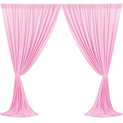Pink Backdrop Curtain 2 Panels for Wedding Birthday Party Decoration Photography Props Baby Shower Engagement Graduation Prom Dessert Table Photo Booth Drapes 5 ft * 7 ft