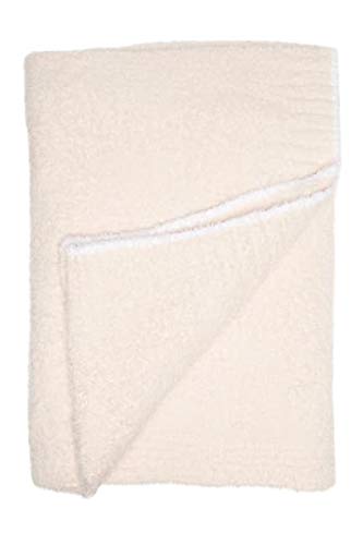 Barefoot Dreams CozyChic Blanket Ribbed Trim Pink/White 45 x 60
