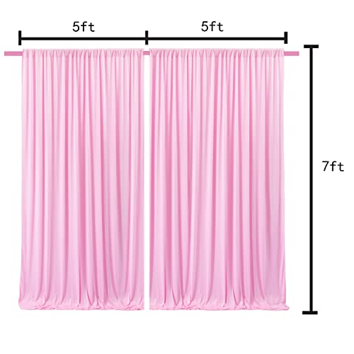 Pink Backdrop Curtain 2 Panels for Wedding Birthday Party Decoration Photography Props Baby Shower Engagement Graduation Prom Dessert Table Photo Booth Drapes 5 ft * 7 ft