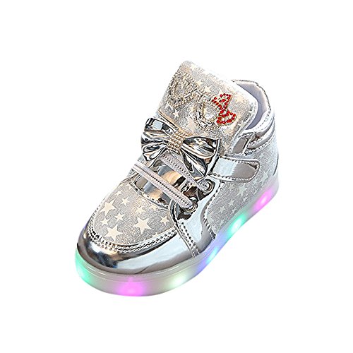 Boy Shoes Size 6 Toddler Baby Fashion Star Luminous Child Casual Colorful Light Shoes (Sliver, 30)