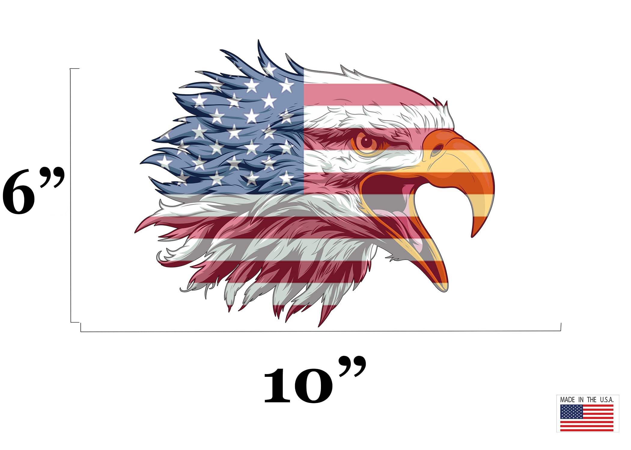 Rogue River Tactical Large 10"x6" American Eagle USA Flag Car Decal Window Die Cut Patriotic Auto Bumper Sticker Vinyl Decal for Car Truck RV SUV Boat Support US Military
