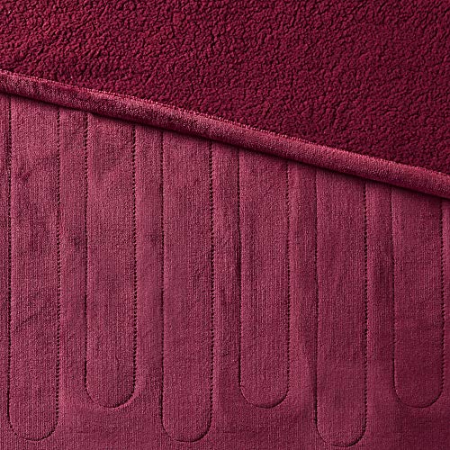 Woolrich Plush to Berber Electric Blanket Ultra Soft Knitted, Super Warm and Snuggly Cozy with Auto Shut Off and Multi Heat Level Setting Controllers, Throw (60 in x 70 in), Garnet