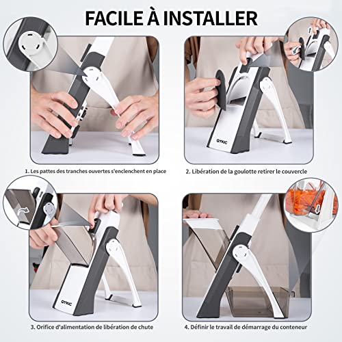 Safe Mandoline Slicer for Kitchen, 5 In-1 Vegetable Chopper, Easy Potato Slicer French Fry Cutter, Julienne + Dicer, Veggie Food Chopper, Kitchen Chopping Artifact (Gray)