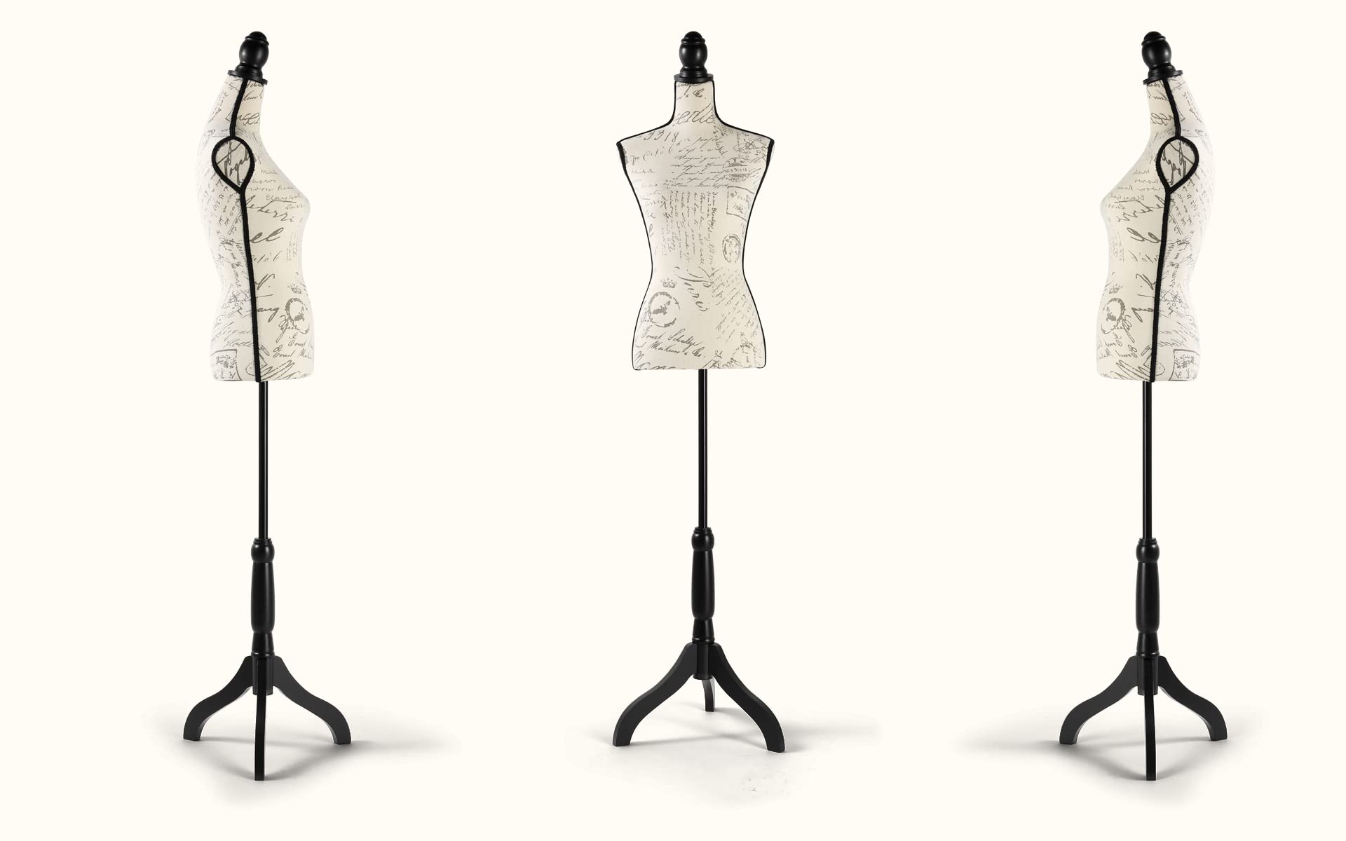 Female Mannequin Adjustable Dress Form-Large Torso Tripod Stand Display,100% Handmade Soft Stretchy,Adjustable Height Style, for Sewing Display-Mannequin Body Torso with Tripod Base Stand(Letter)