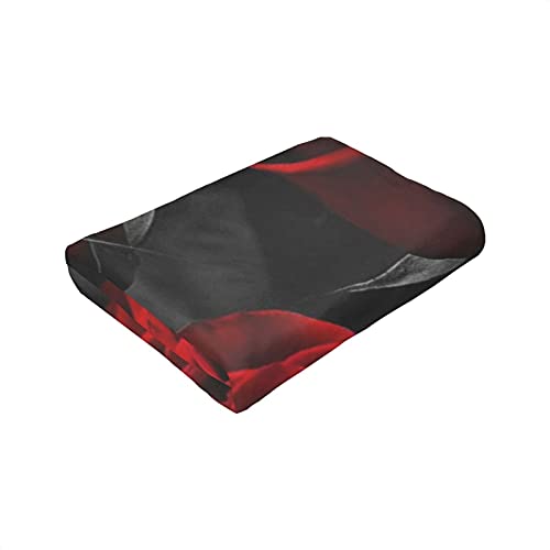 HBNWQUA Red Rose Blanket Throw Super Soft Lightweight Flannel Blanket for Living Room Bedroom Bed Sofa 50 inches X40 inches , Black