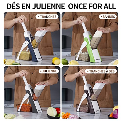 Safe Mandoline Slicer for Kitchen, 5 In-1 Vegetable Chopper, Easy Potato Slicer French Fry Cutter, Julienne + Dicer, Veggie Food Chopper, Kitchen Chopping Artifact (Gray)