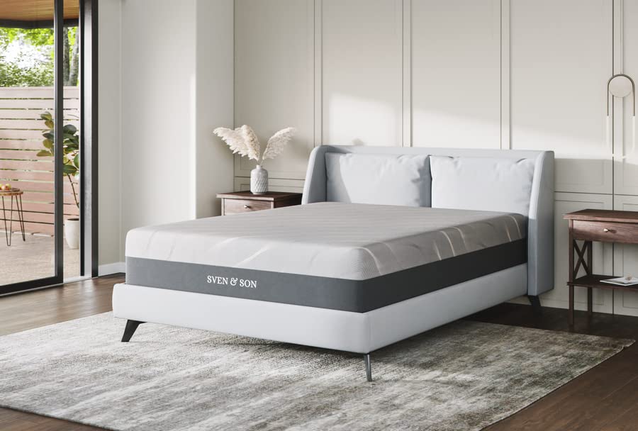 Sven & Son Queen Mattress, Bed in A Box, 12" Luxury Cool Gel Memory Foam, Pressure Relief & Support, 10" Year Warranty, Designed in USA (Queen, Mattress Only 12" Medium)
