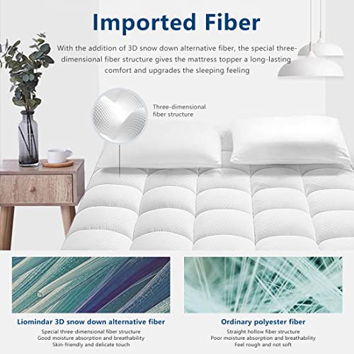 Liomindar King Mattress Topper Extra Thick Mattress Pad Cover Super Soft Breathable Down Alternative Fill Pillow Top Bed Topper with 8-21Inch Deep Pocket