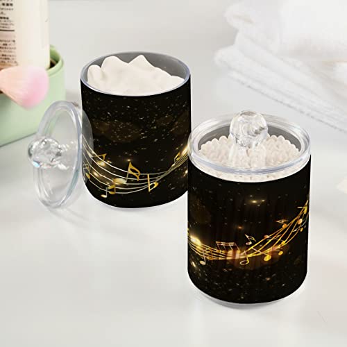 Kigai 2 Pack Musical Note Qtip Holders Dispenser Bathroom Vanity Organizers Clear Plastic Apothecary Jars with Lids for Cotton Ball, Cotton Swab, Cotton Round Pads, Floss