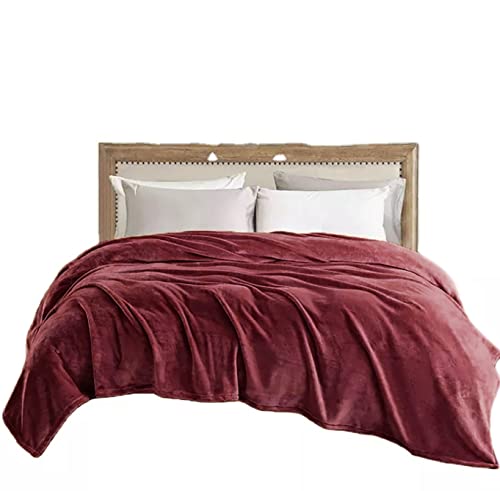 Home Must Haves Ultra Soft Plush Warm Cozy Lightweight Fleece Microfiber Full Size Bed Throw Blanket, Burgundy, (Flannel)
