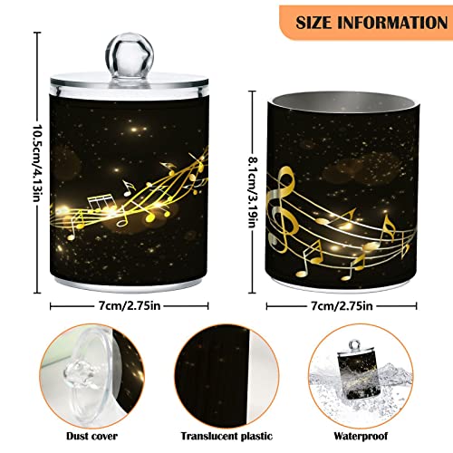 Kigai 2 Pack Musical Note Qtip Holders Dispenser Bathroom Vanity Organizers Clear Plastic Apothecary Jars with Lids for Cotton Ball, Cotton Swab, Cotton Round Pads, Floss