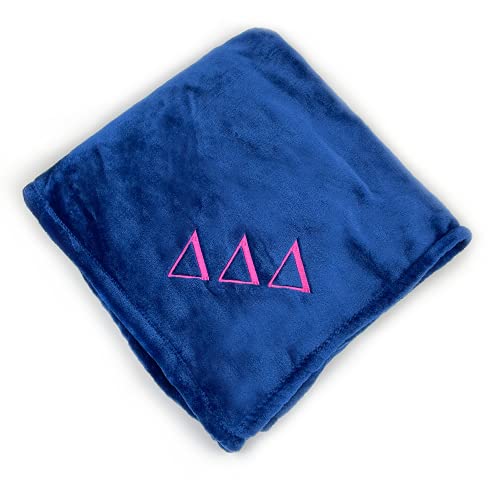 Go Greek Chic Embroidered Delta Delta Delta Plush Throw Blanket