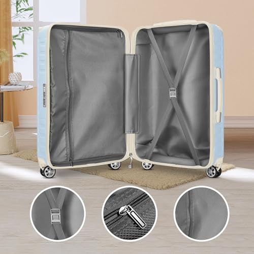 Melalenia Carry on Luggage 20 Inch Airline Approved, Hard Sided Luggage Sets with Spinner Wheels and TSA Lock,Travel Carry on Suitcase Set for Women