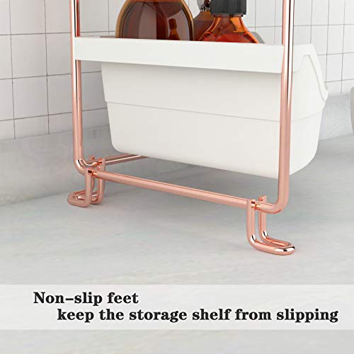 kaileyouxiangongsi 2-Tier Cosmetic Storage Shelf, Bathroom Countertop Organizer, Vanity Tray Cosmetic & Makeup Storage, Corner Storage Shelf,Spice Rack(Rose Gold)