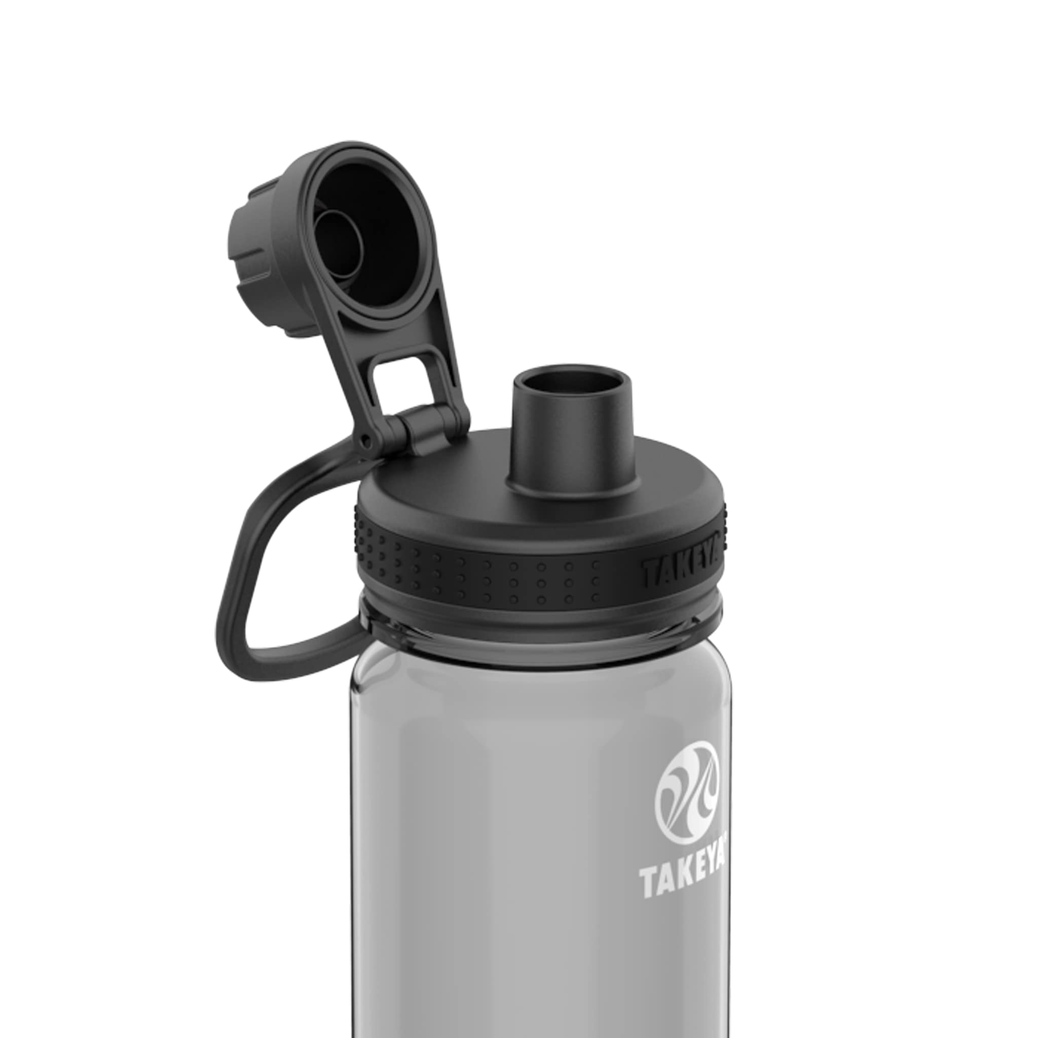 Takeya 24 Oz Tritan Plastic Sport Water Bottle with Spout Lid, Premium Quality, BPA Free Food Grade Materials, Stormy Black