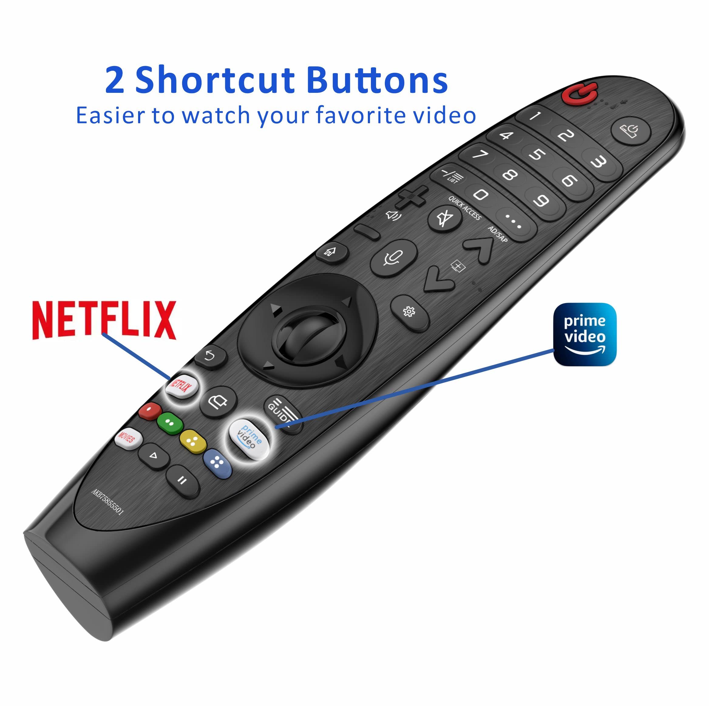 Replacement TV Remote for LG TV, Universal Magic Control with Voice, Pointer & Mouse for WebOS Smart TVs, Compatible with MR21GA MR20GA MR19BA MR18BA AKB75855501