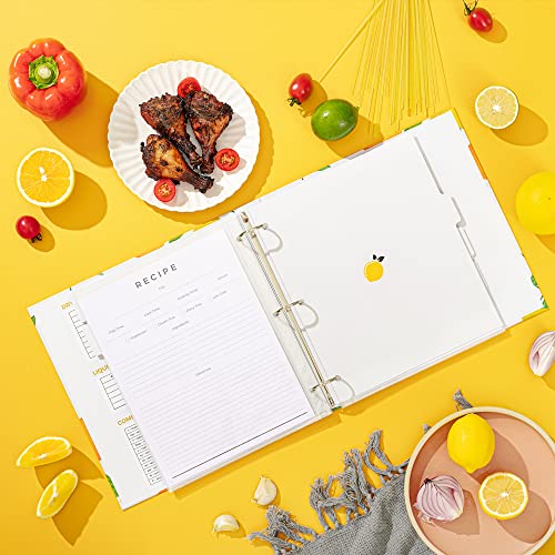 RECIPEYKIT Recipe Binder 8.5x11 3 Ring - Amazing New Design - Cards, Plastic Sleeves, Dividers, Labels - Recipe Binder Kit Organizer (Citrus Bloom)
