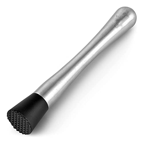 Kitchen Rest Muddler for Cocktails - 8inch Long 1pc Stainless Steel Fruit Crusher - Bar Tools for Home for Making Mojito Mix and Other Fruit Drinks