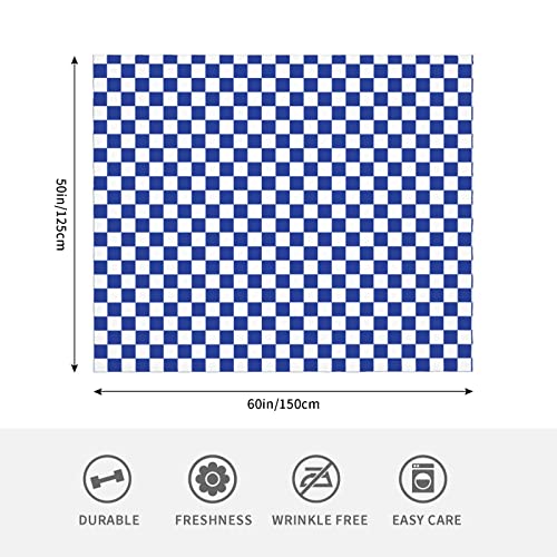 Throw Blanket Home Decor, Blue Checkered Blanket, Funny Thanksgiving Christmas Birthday Gifts, Soft Warm Lightweight Microfiber Plaid Flannel Blankets for Sofa Couch Bed Car Travel 60X50 Inch