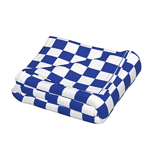 Throw Blanket Home Decor, Blue Checkered Blanket, Funny Thanksgiving Christmas Birthday Gifts, Soft Warm Lightweight Microfiber Plaid Flannel Blankets for Sofa Couch Bed Car Travel 60X50 Inch