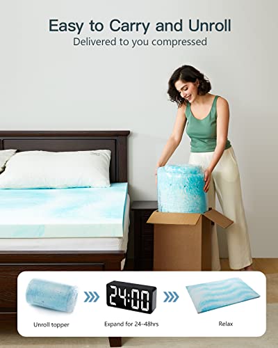 PERLECARE 3 Inch Queen Memory Foam Mattress Topper for Pressure Relief, Cooling Gel Infusion, CertiPUR-US Certified