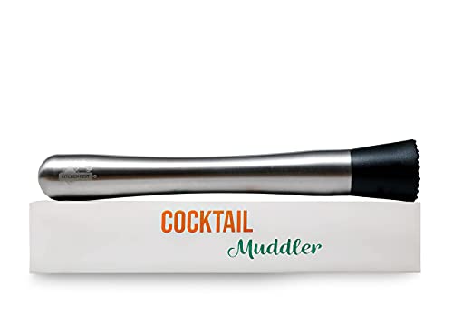 Kitchen Rest Muddler for Cocktails - 8inch Long 1pc Stainless Steel Fruit Crusher - Bar Tools for Home for Making Mojito Mix and Other Fruit Drinks