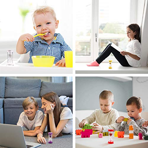 EMDMAK Sand Timer, Acrylic Hourglass Timer Colorful Sandglass Timer 1 min/2 mins/3 mins/5 mins/10 mins/15 mins Sand Clock Timer for Games Classroom Home Office(Pack of 6)