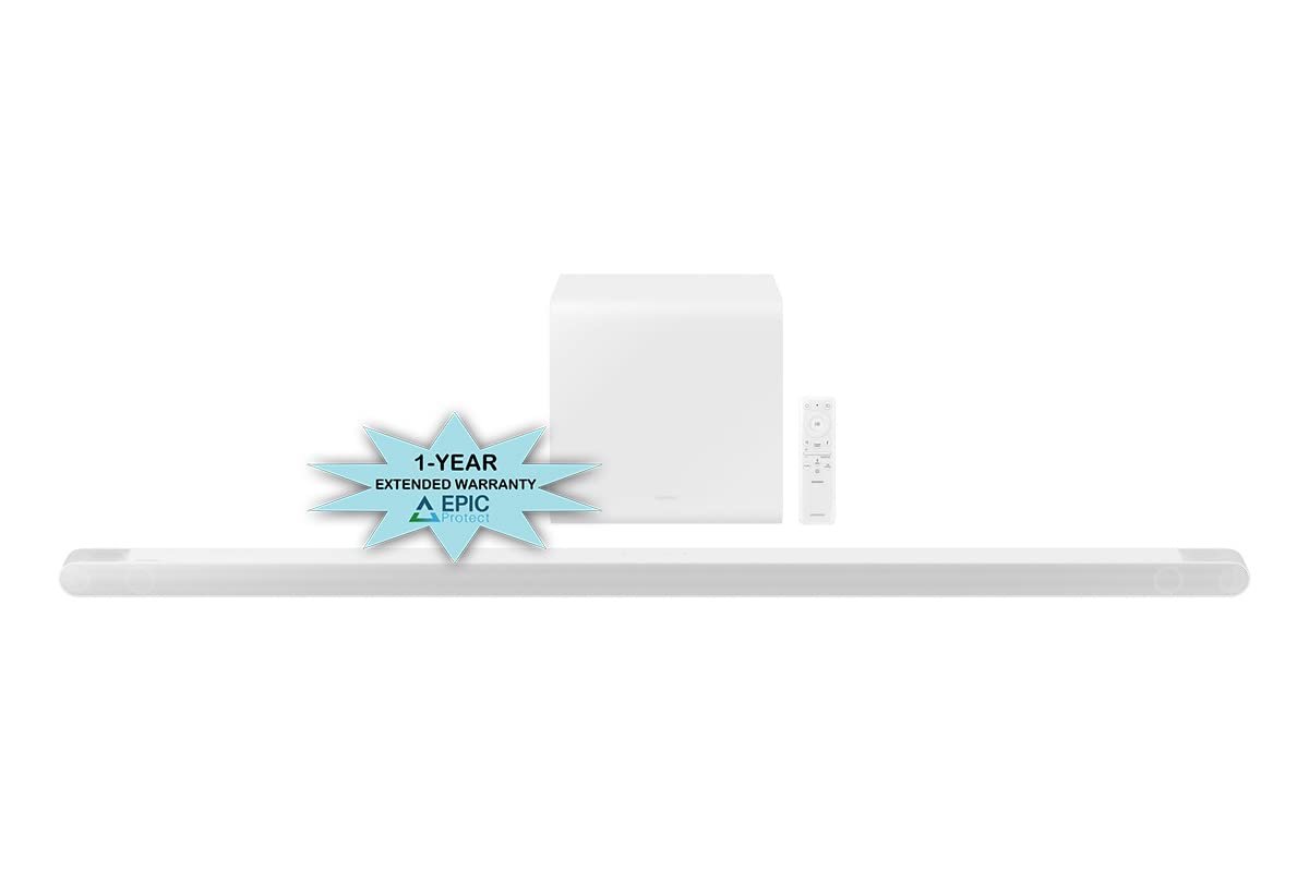 SAMSUNG HW-S801B Ultra Slim Soundbar with Surround Sound Expansion with an Additional 1 Year Coverage by Epic Protect (2022) White