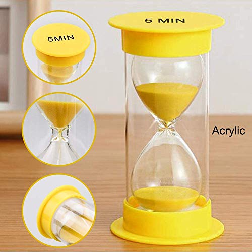 EMDMAK Sand Timer, Acrylic Hourglass Timer Colorful Sandglass Timer 1 min/2 mins/3 mins/5 mins/10 mins/15 mins Sand Clock Timer for Games Classroom Home Office(Pack of 6)