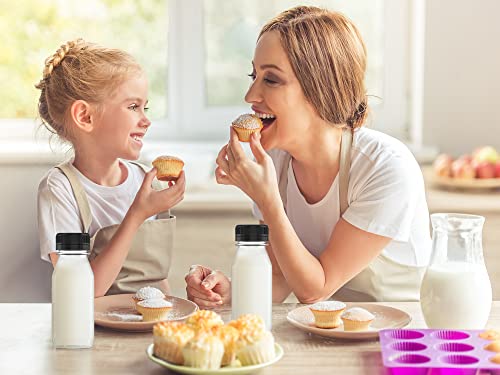 Hulless 3 Pcs 8 Ounce Plastic Juice Bottle Drink Containers Juicing Bottles with Black Lids, Suitable for Juice, Smoothies, Milk and Homemade Beverages