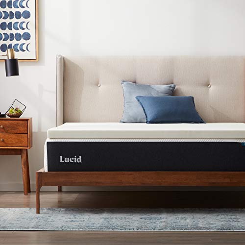 LUCID 2 Inch Dunlop Latex Mattress Topper, Twin