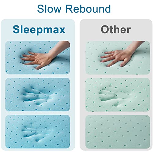 Sleepmax 3 Inch Twin Memory Foam Mattress Topper - Medium Soft Adds Comfort - Gel Infused Twin Size Foam Mattress Pad for Mattress, Foam Bed Topper with Zippered Cover