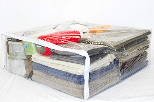 Vinylpac Clear Plastic Zippered Storage Bags 23 x 23 x 8 Inch 5-Pack