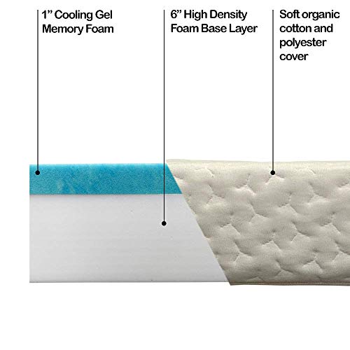 Foamma 7β x 30β x 80β Camper/RV Travel Gel Memory Foam Bunk Mattress, Orgainic Cotton Cover, Made in USA, Comfortable, Travel Trailer, CertiPUR-US Certified