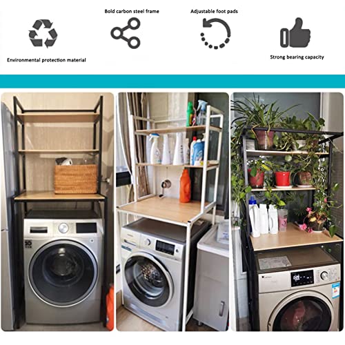BKGDO Washer Storage Frames Floor Standing for Over Toilet,Bathroom Shelf,Multi-Purpose Washinghine Shelf,Washinghine Storage Rack Bathroom Organizer/White