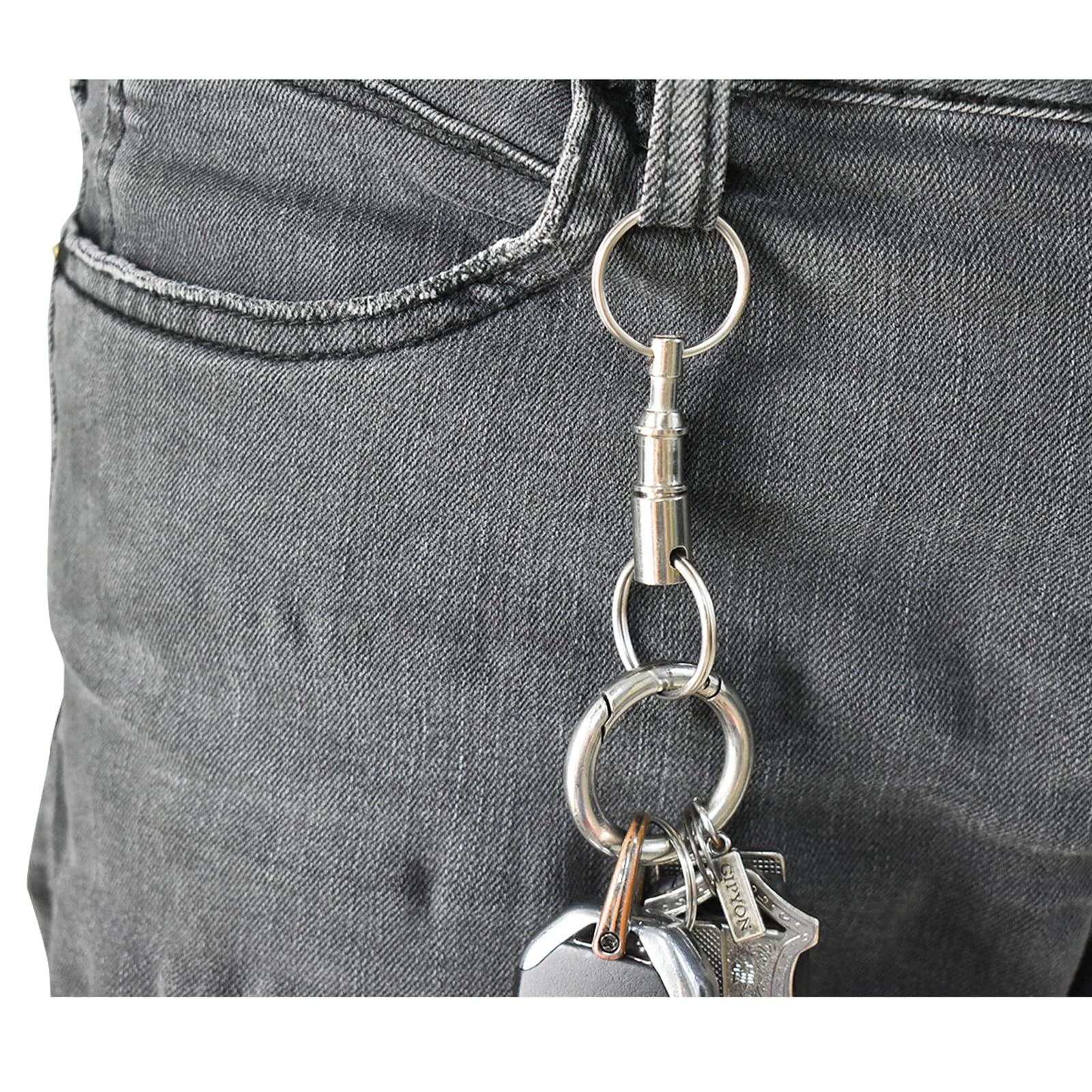 Pinenjoy 10Pcs Quick Release Keychain Detachable Pull Apart Key Rings Heavy Duty Dual Split Snap Lock Holder Silver Double Spring Key Accessory