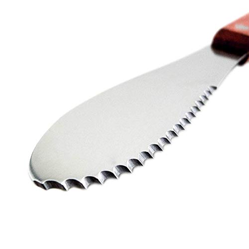Stainless Steel Straight Edge Wide Butter Spreader Deluxe Sandwich Cream Cheese Condiment Knives Set Kitchen Tools, Wood Handle, 8” (4)