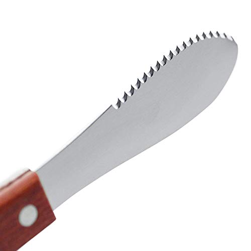 Stainless Steel Straight Edge Wide Butter Spreader Deluxe Sandwich Cream Cheese Condiment Knives Set Kitchen Tools, Wood Handle, 8” (4)