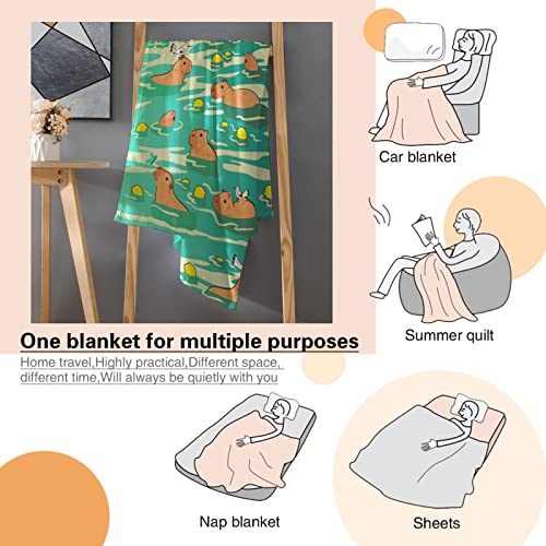 AMITAYUS Ultra Soft Flannel Fleece Couch Throw Blanket Capybara Full Size Warm Cozy Fuzzy Small Blanket for Travel Toddler 50"x40" for Kid