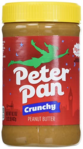 Peter Pan Crunchy Peanut Butter, Made with Roasted Peanuts, Great for Peanut Butter and Jelly Sandwiches and Peanut Butter Snacks, Gluten Free Peanut Butter, 16.3 OZ Jar (12 Count)