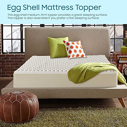 Zutan 2-inch Comfortable Convoluted Egg Shell Breathable Foam Bed Topper | Help Reduce Back Pain and Improve Sleeping Posture, Relaxing Orthopedic Mattress Toppers with Optimum Support, Twin, White
